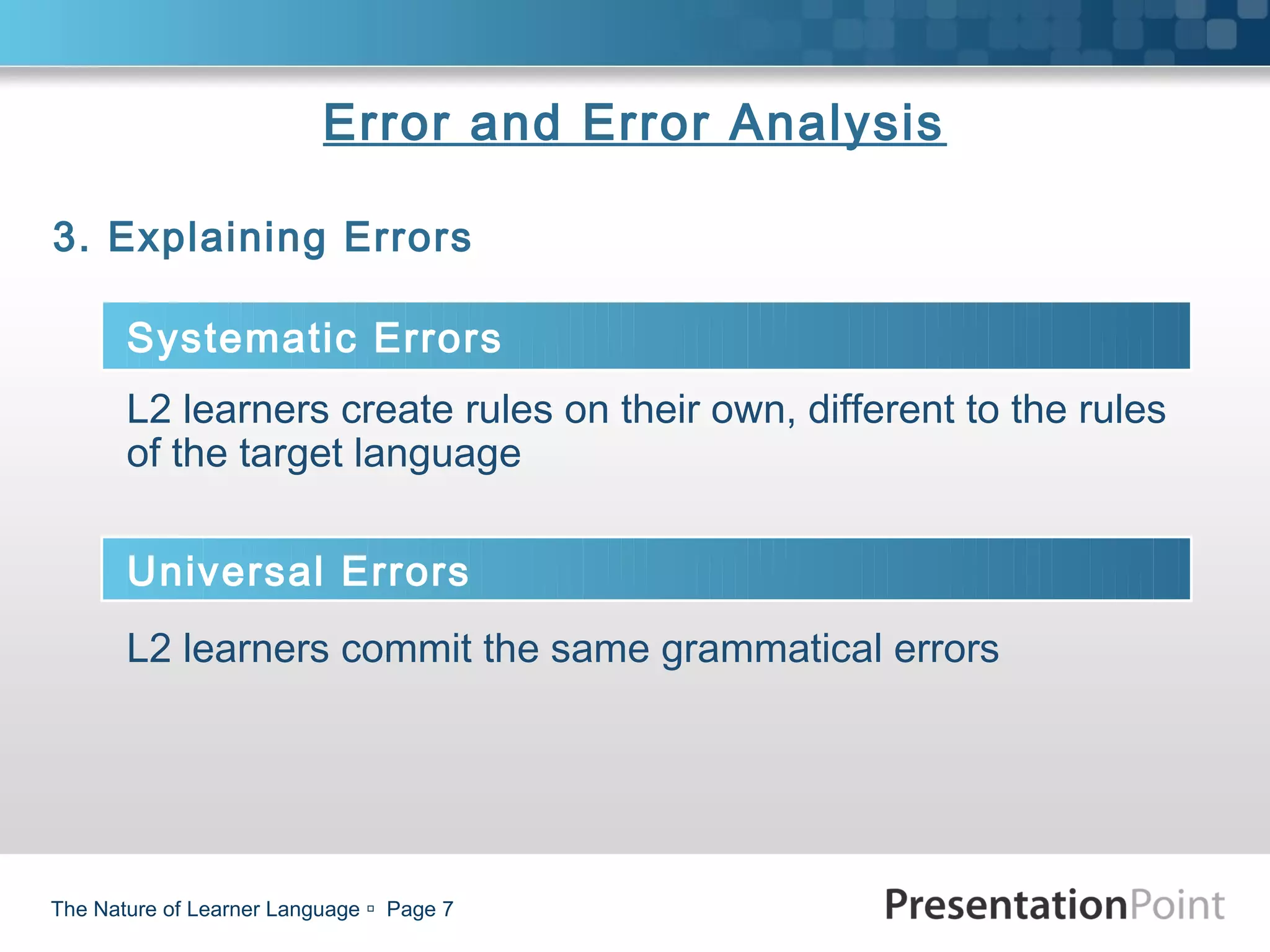 The Nature of Learners Language | PPT | Educational Assessment | Education