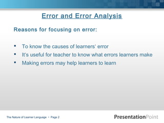 The Nature of Learners Language | PPT