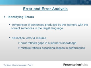 The Nature of Learners Language | PPT | Educational Assessment | Education