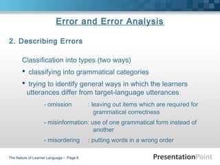 The Nature of Learners Language | PPT | Educational Assessment | Education