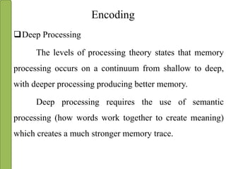 The nature of memory and encoding | PPTX
