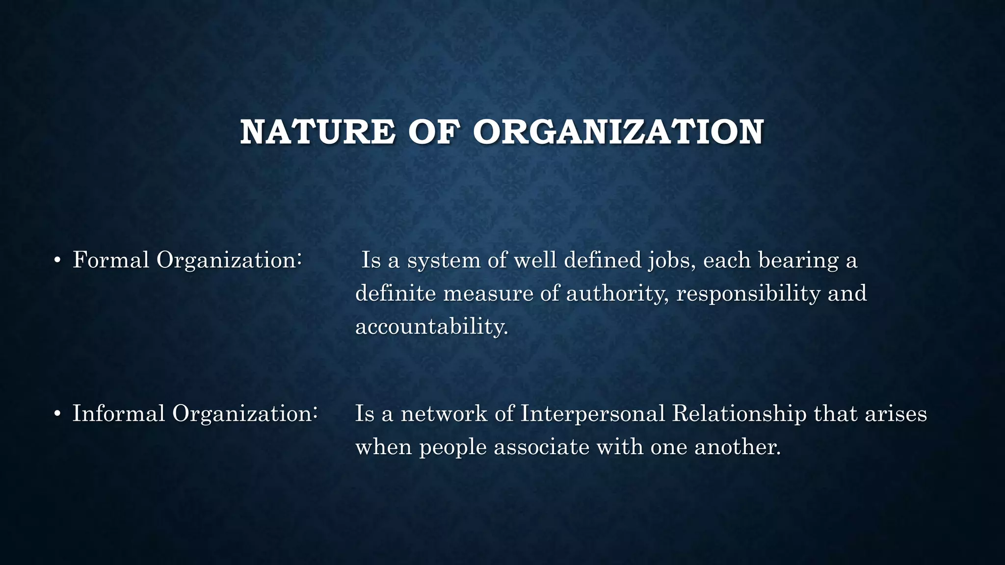 The Nature of Organization ppt | PPTX