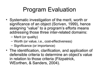 The nature of program evaluation | PPT