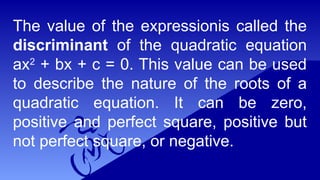 The Nature of the Roots of a Quadratic Equation(1).pptx