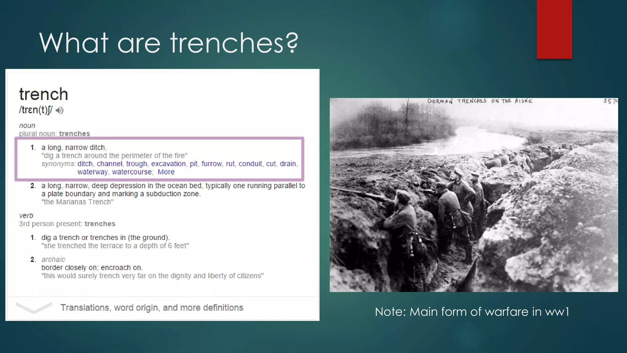 The nature of trench warfare and life in trenches dealing with the ...