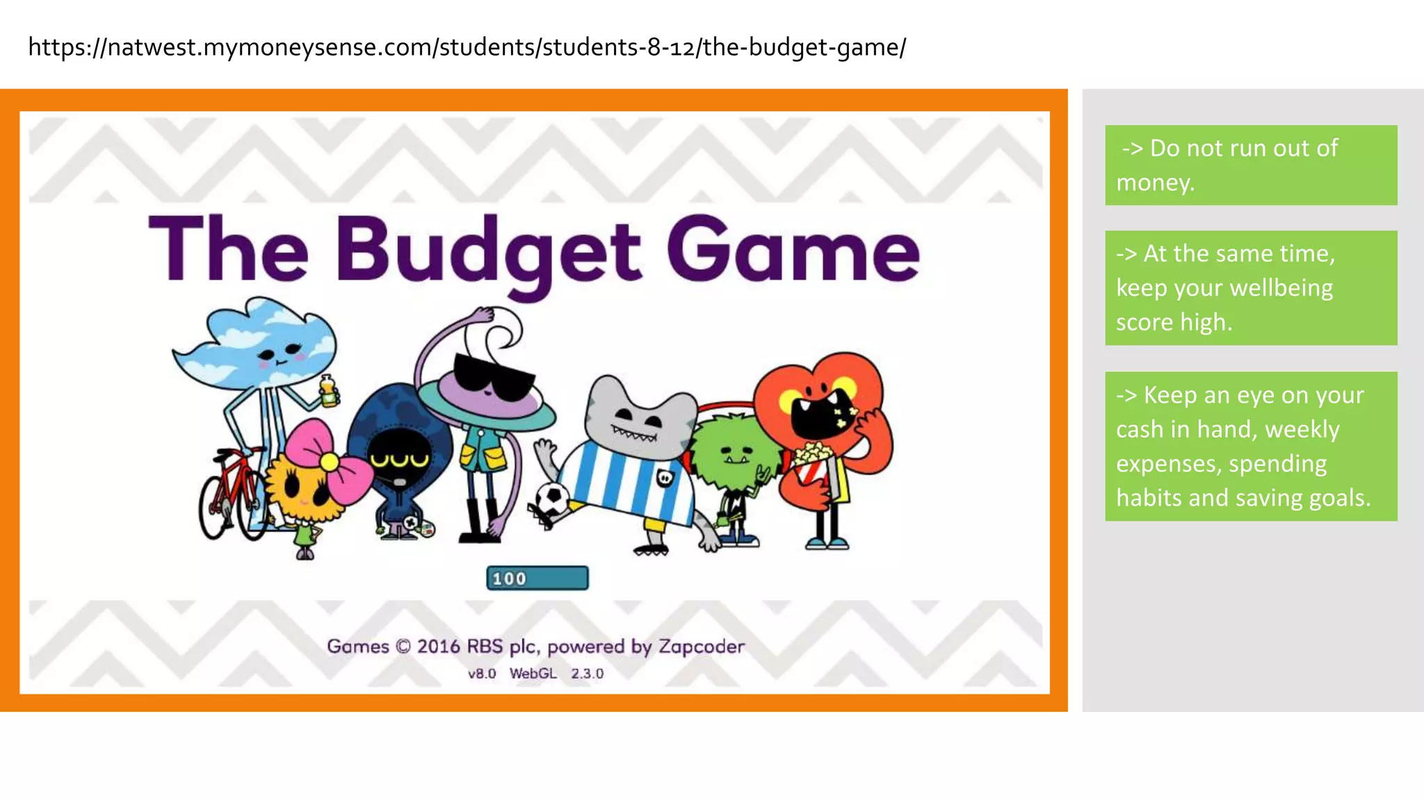 The NatWest budget game guidebook | PPTX