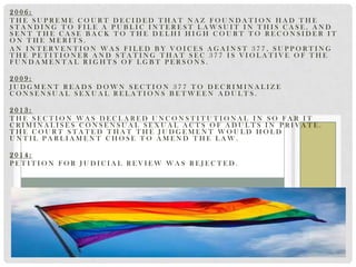 THE NAZ FOUNDATION CASE (Section 377) - Interlinking and Hyperlinking | PPT