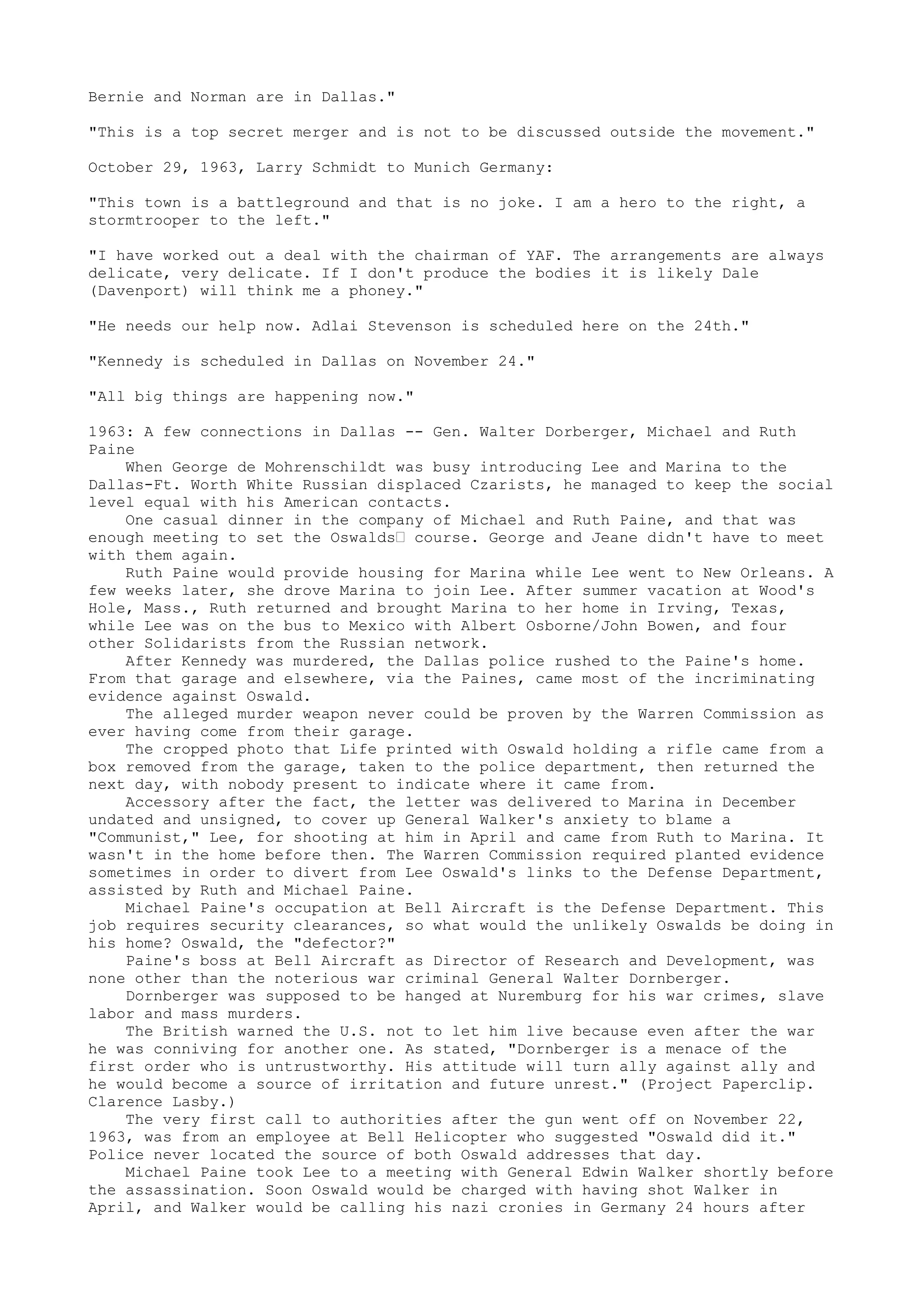 The nazi connection to jfk assasination | TXT