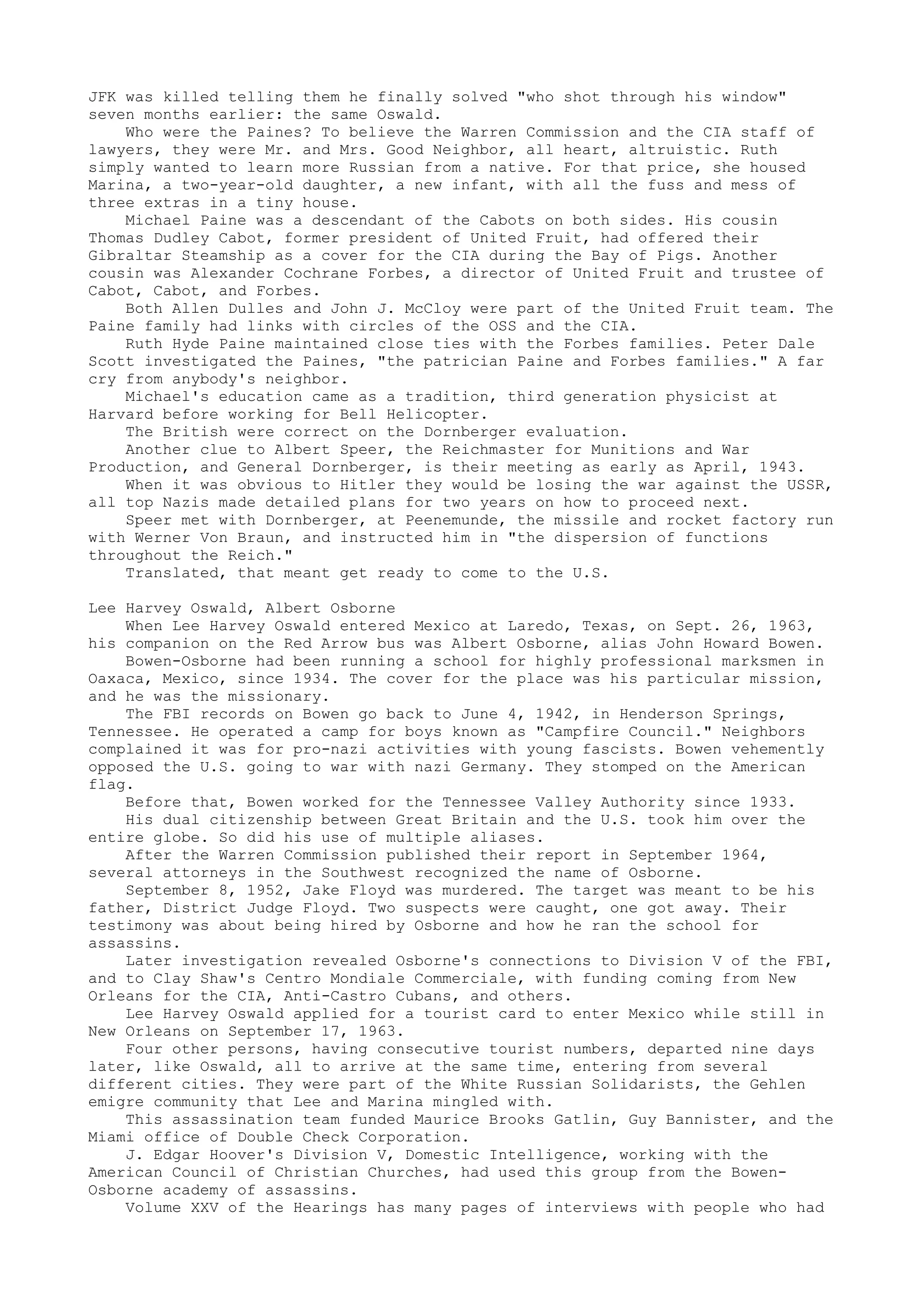 The nazi connection to jfk assasination | TXT