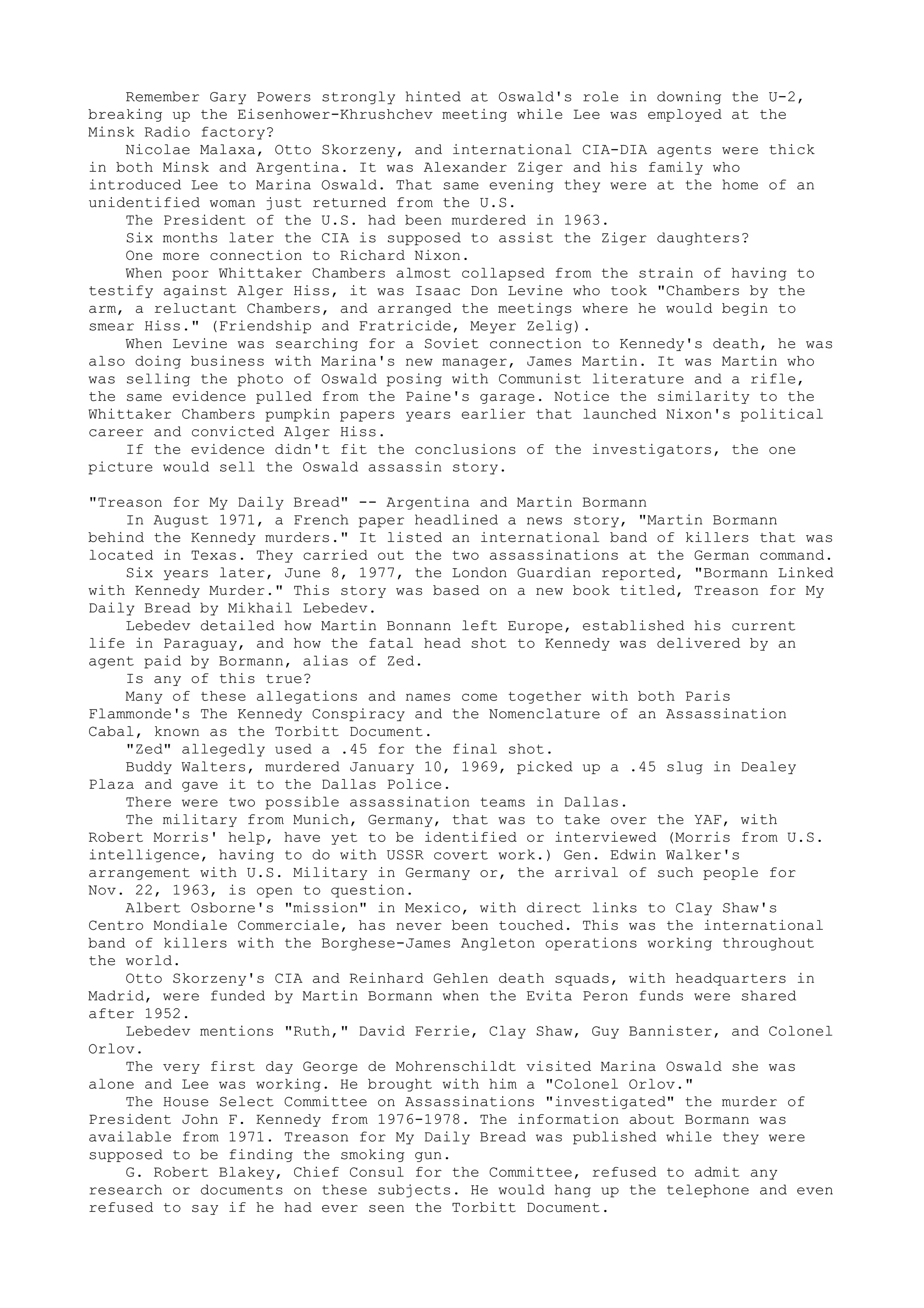 The nazi connection to jfk assasination | TXT