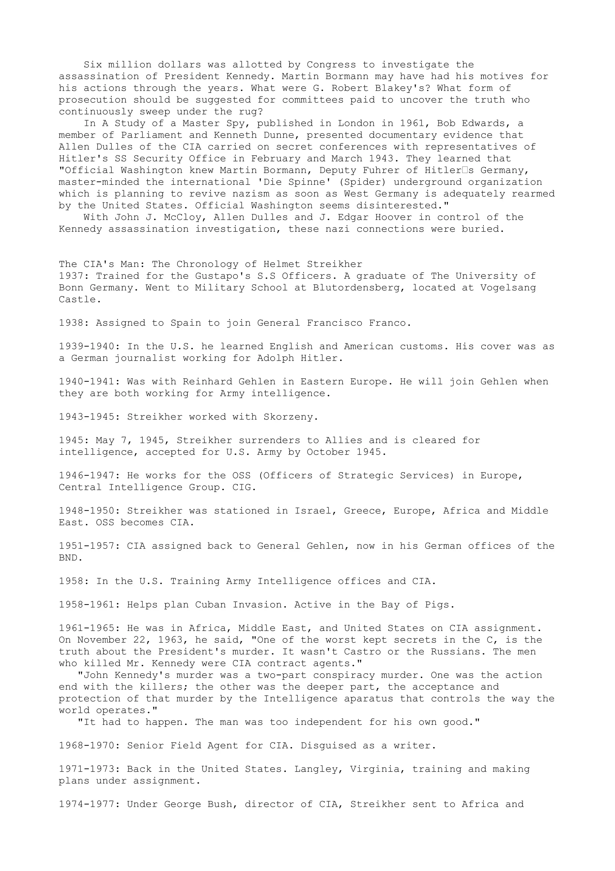 The nazi connection to jfk assasination | TXT