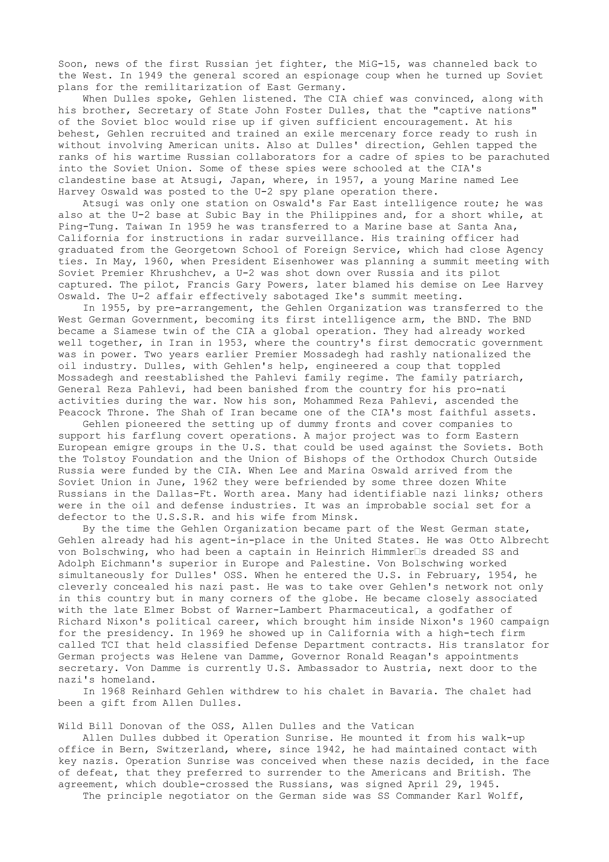 The nazi connection to jfk assasination | TXT