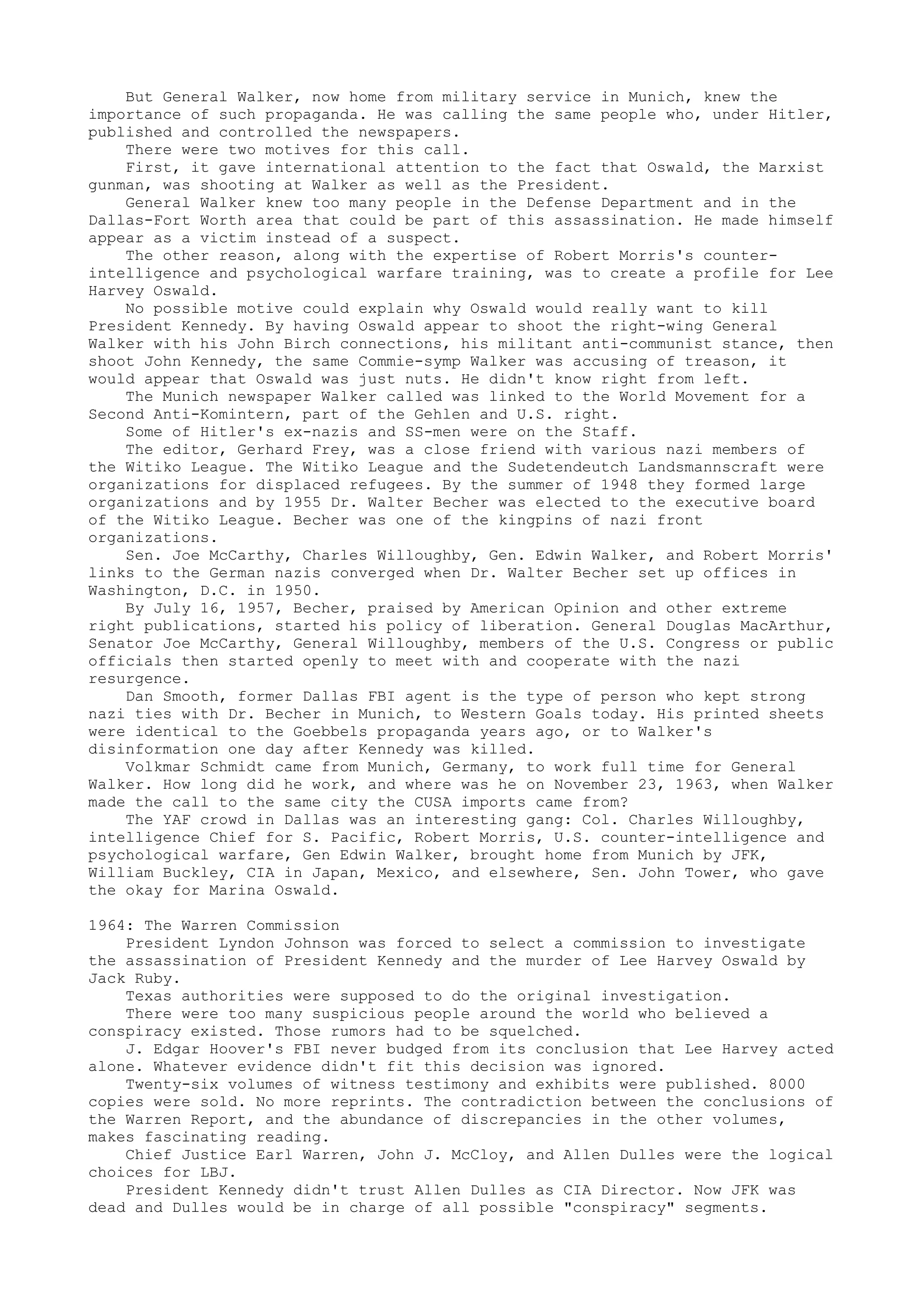 The nazi connection to jfk assasination | TXT