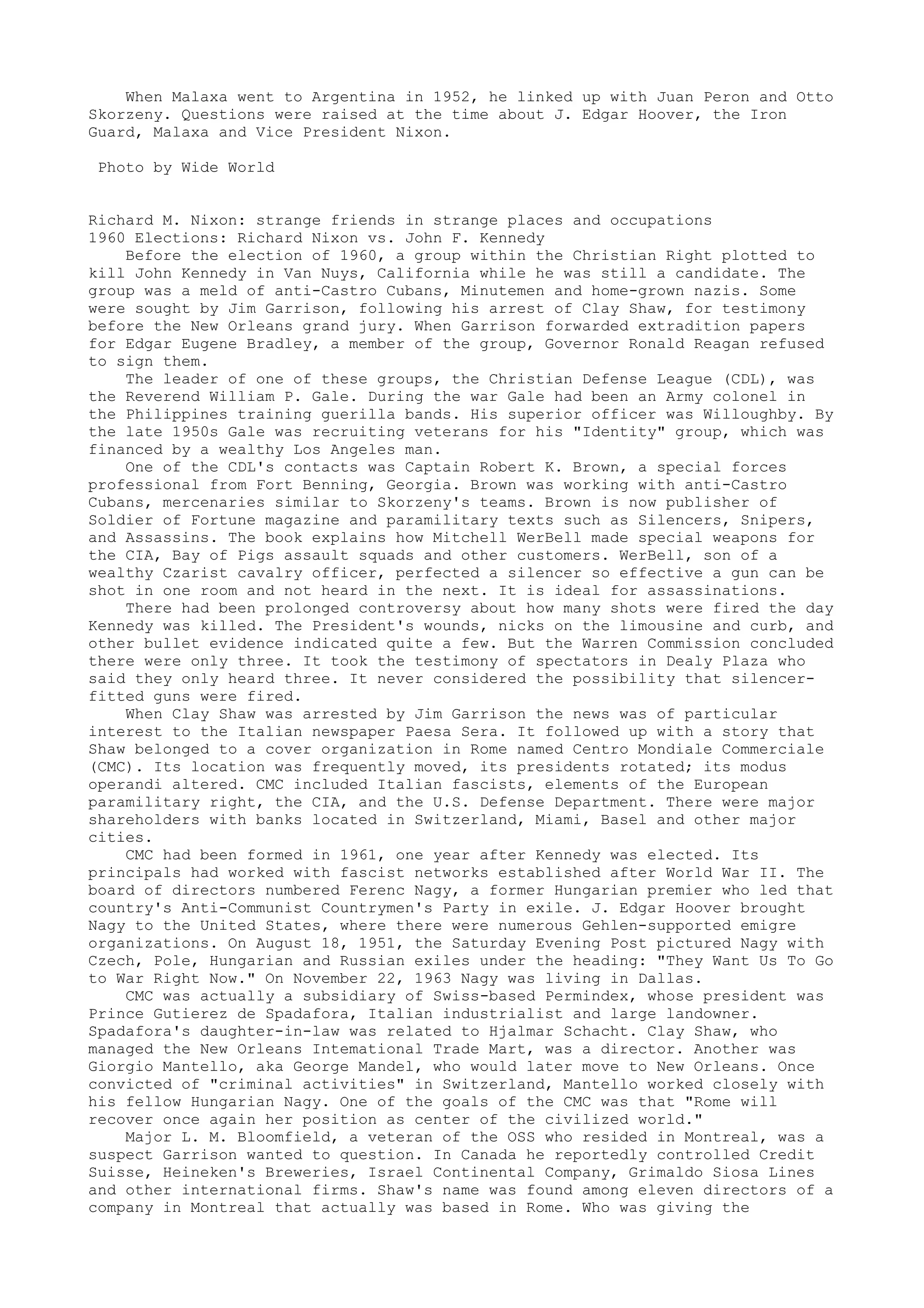 The nazi connection to jfk assasination | TXT