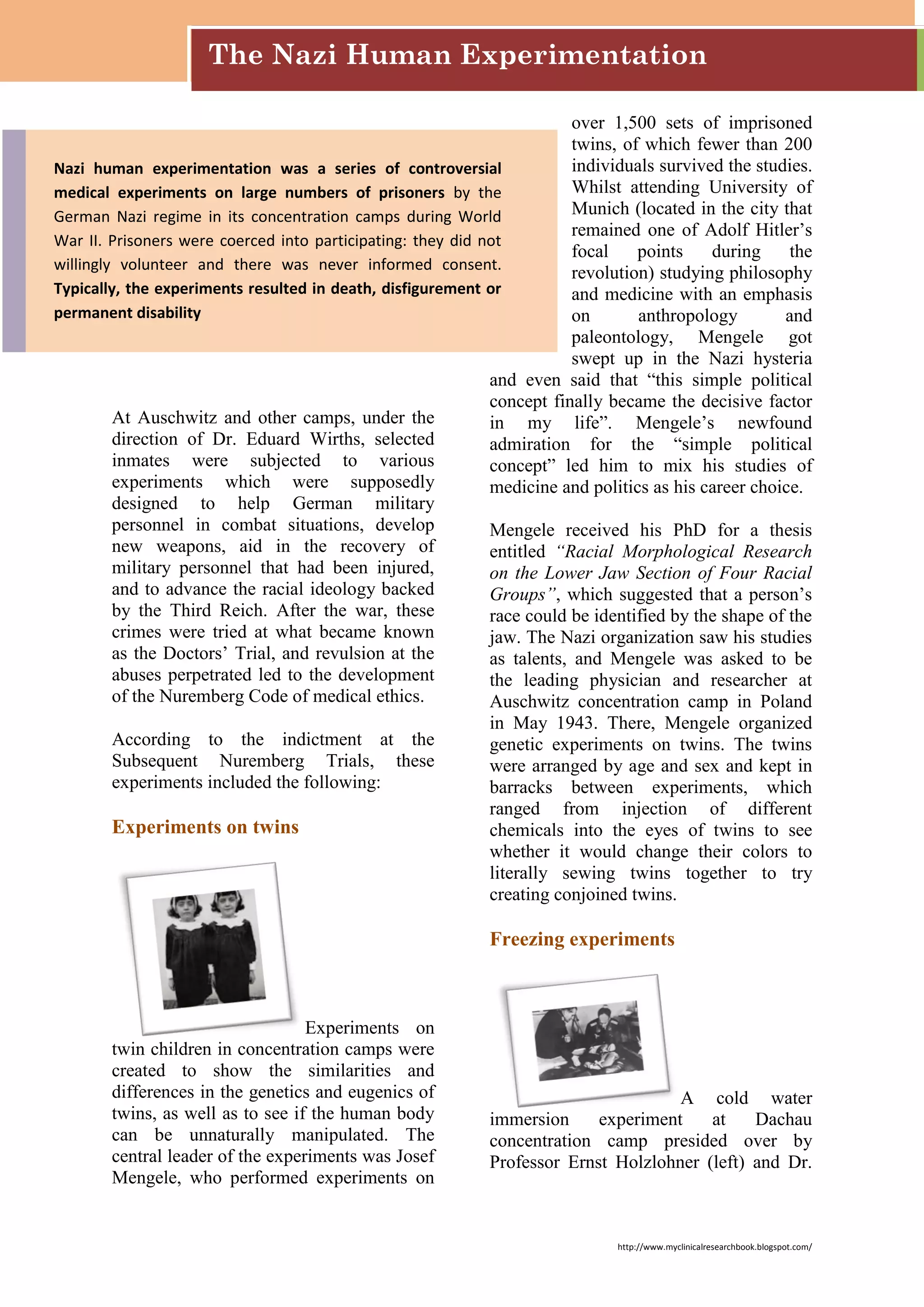 The Nazi Human Expermentation | PDF