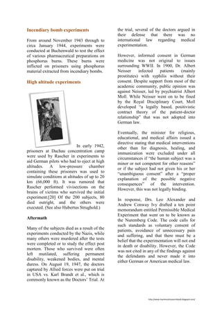 The Nazi Human Expermentation | PDF