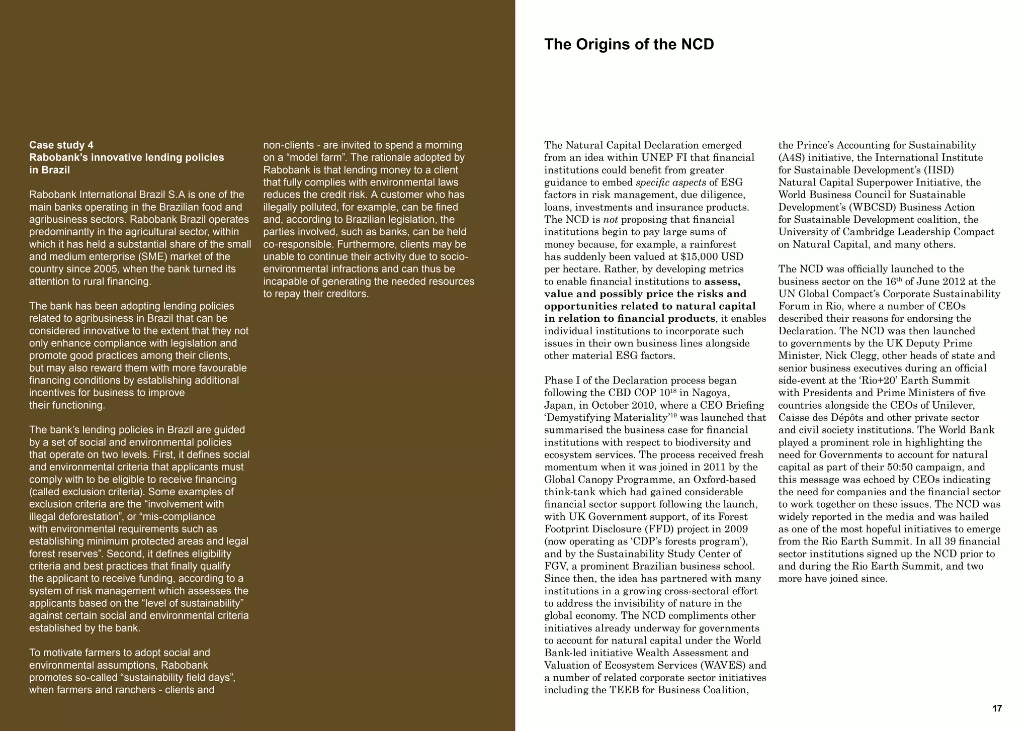 The NCD road map: Implementing the four commiments of the natural ...