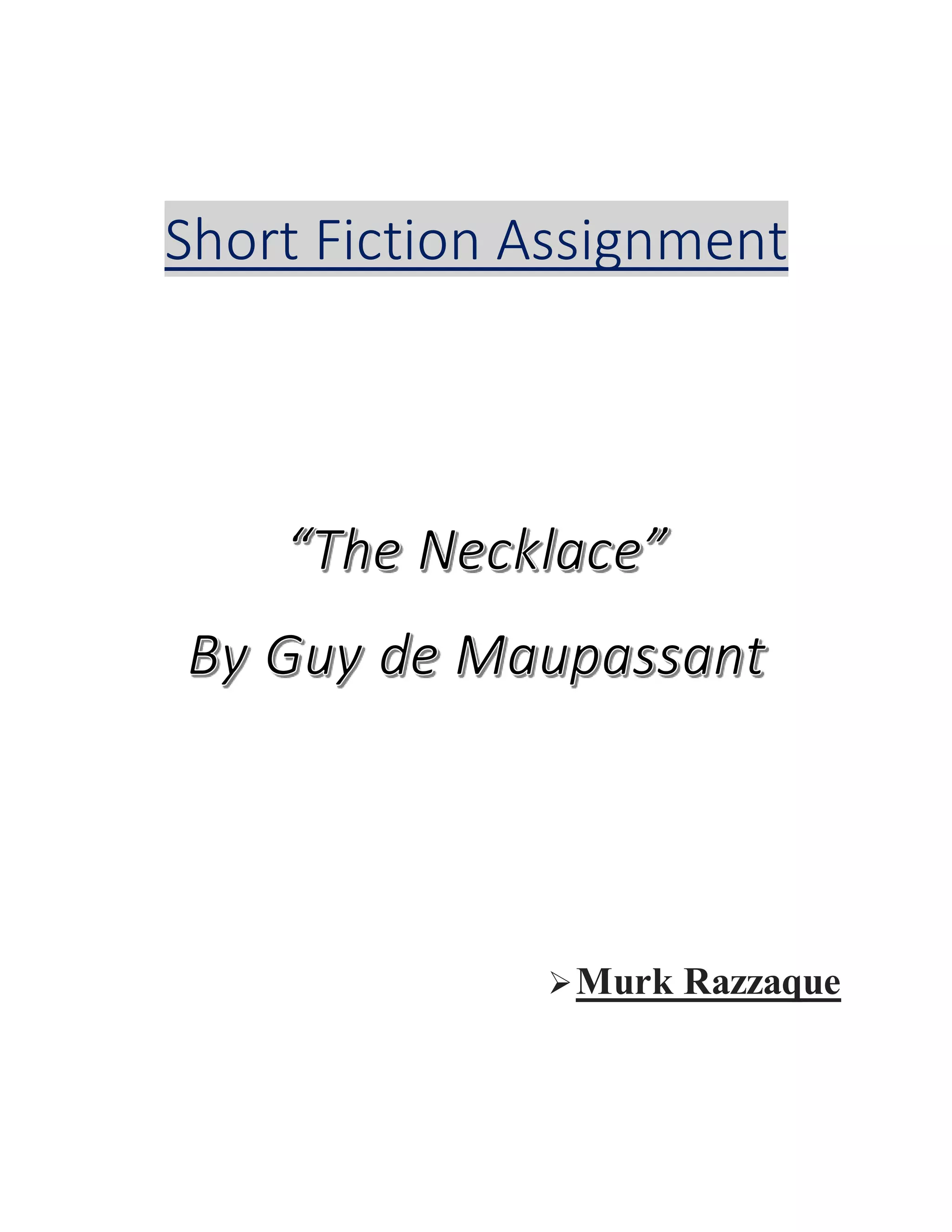 Guy de Maupassant as writer and The Necklace text analysis | DOCX ...