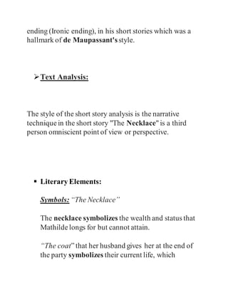Guy de Maupassant as writer and The Necklace text analysis | DOCX ...
