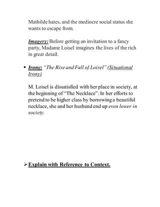 Guy de Maupassant as writer and The Necklace text analysis | DOCX ...