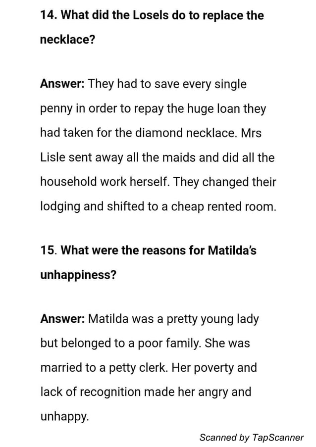 The Necklace Questions and Answers | PDF