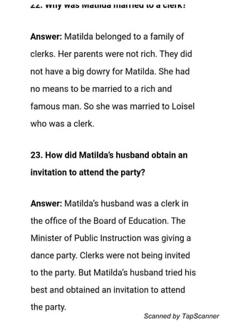 The Necklace Questions and Answers | PDF