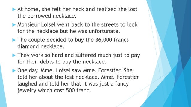 The necklace Guy de Maupassant | PPTX | Jewelry Making | Arts and Crafts