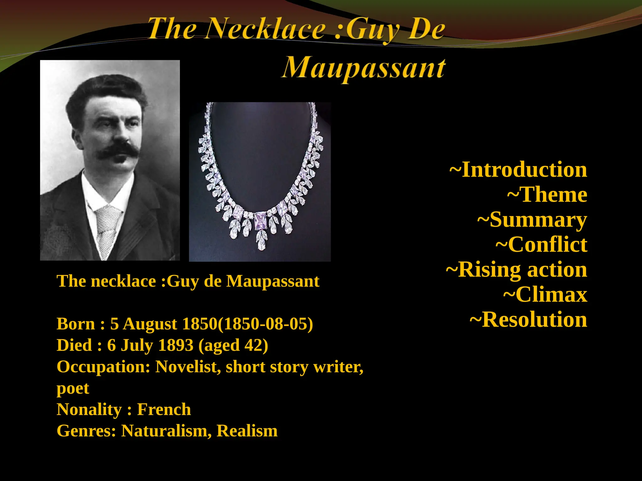 The necklace of Madame Mathilde Loisel and her husband. | PDF