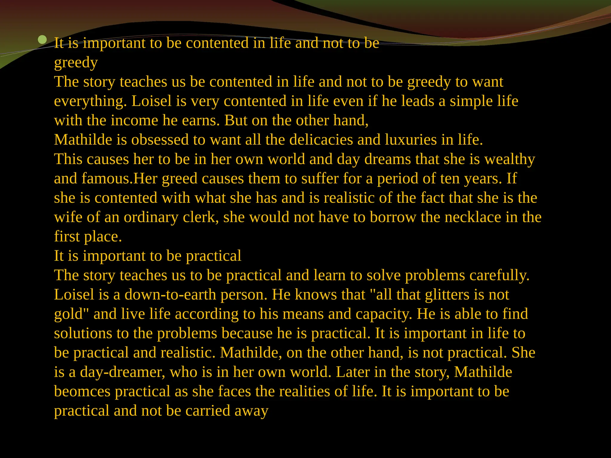 The necklace of Madame Mathilde Loisel and her husband. | PDF