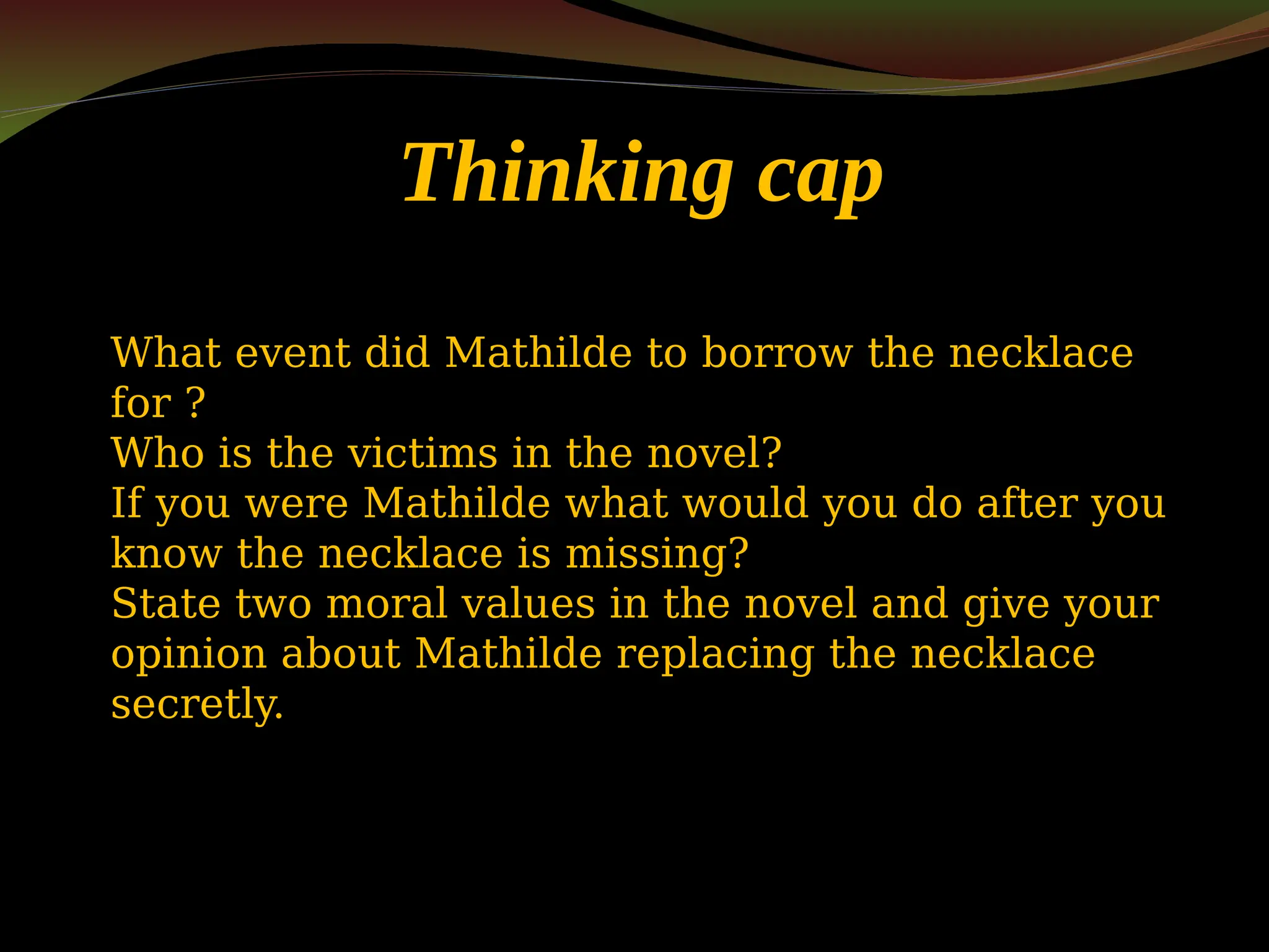 The necklace of Madame Mathilde Loisel and her husband. | PDF