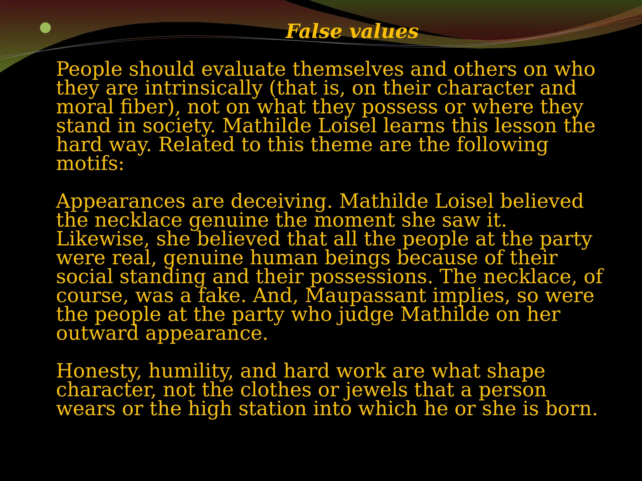 The necklace of Madame Mathilde Loisel and her husband. | PDF