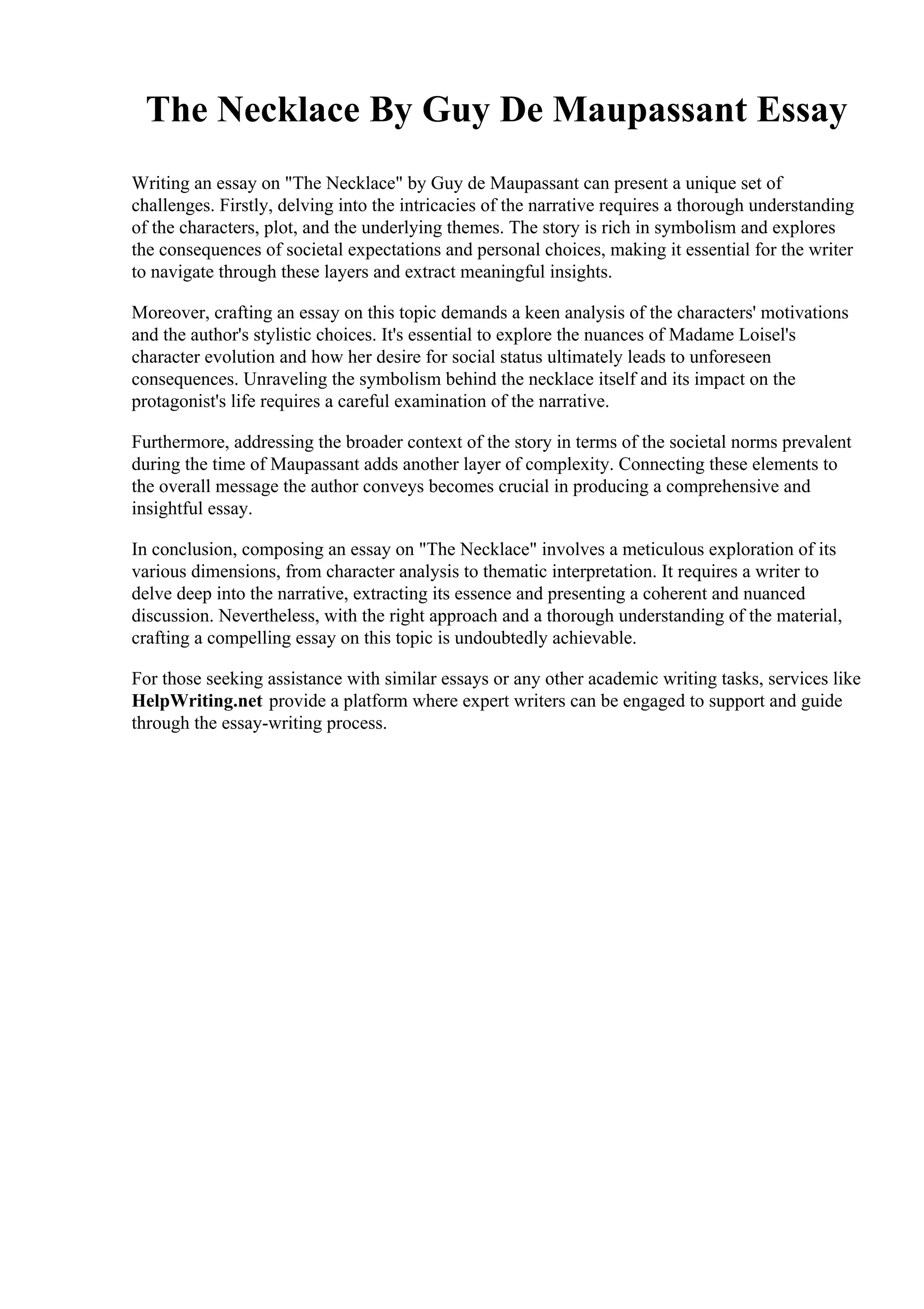 The Necklace By Guy De Maupassant Essay.pdf
