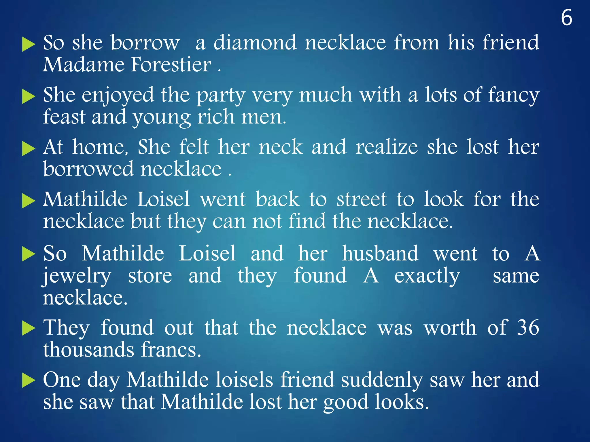 The necklace by Guy de Maupassant. | PPTX
