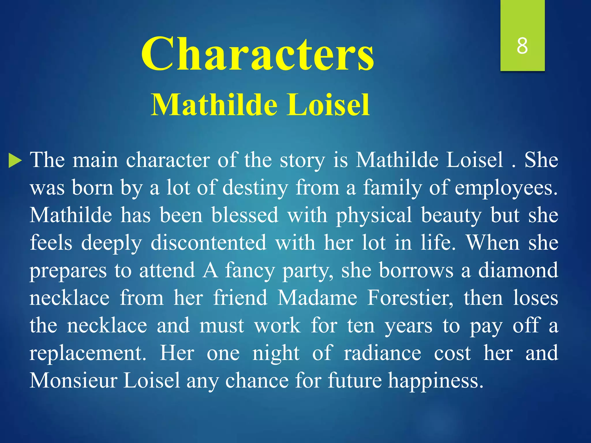 The necklace by Guy de Maupassant. | PPTX