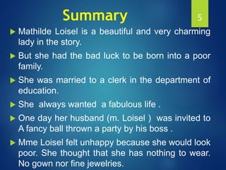 The necklace by Guy de Maupassant. | PPT