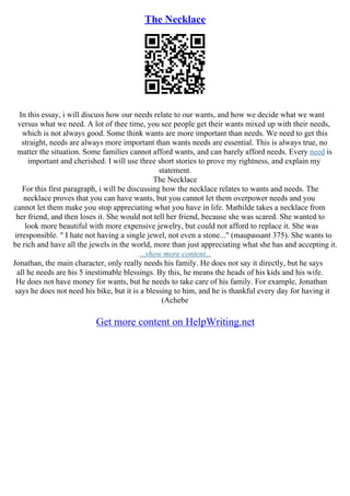 The Necklace Essay | PDF
