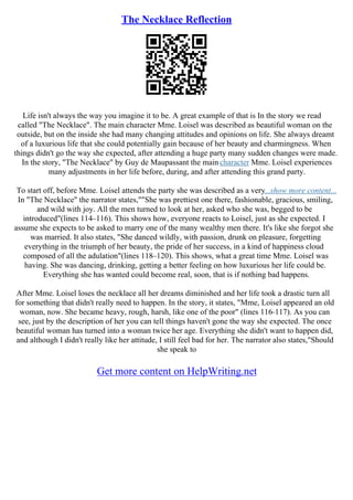 The Necklace Essay | PDF