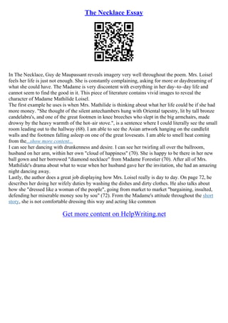 The Necklace Essay | PDF