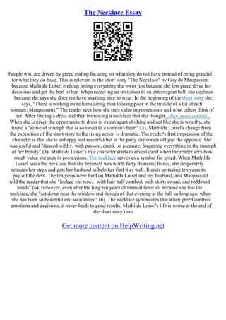 The Necklace Essay | PDF