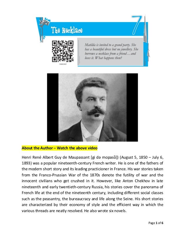 The Necklace Guy de Maupassant CBSE English 10 | PDF