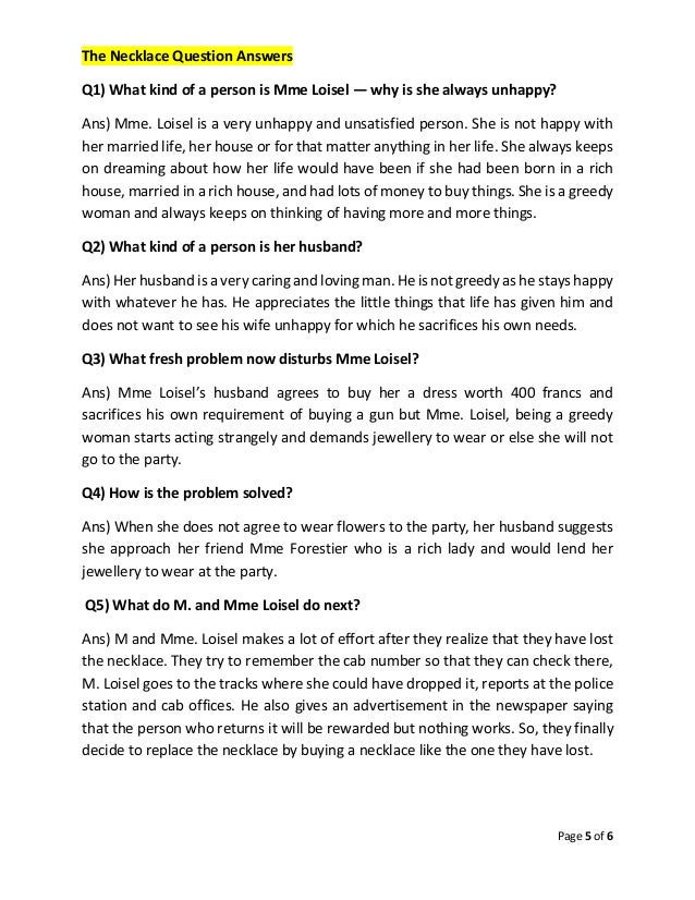 The Necklace Guy de Maupassant CBSE English 10 | PDF