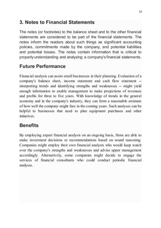 The need for and importance of financial analysis and control for ...