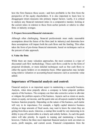 The need for and importance of financial analysis and control for ...