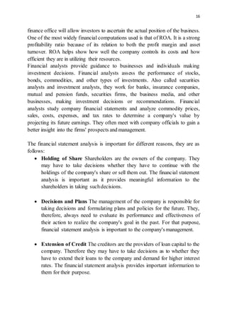 The need for and importance of financial analysis and control for ...