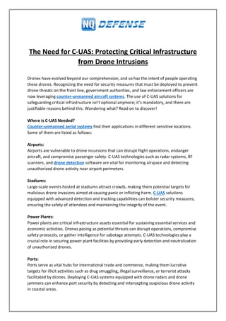 The Need for C-UAS: Protecting Critical Infrastructure from Drone ...