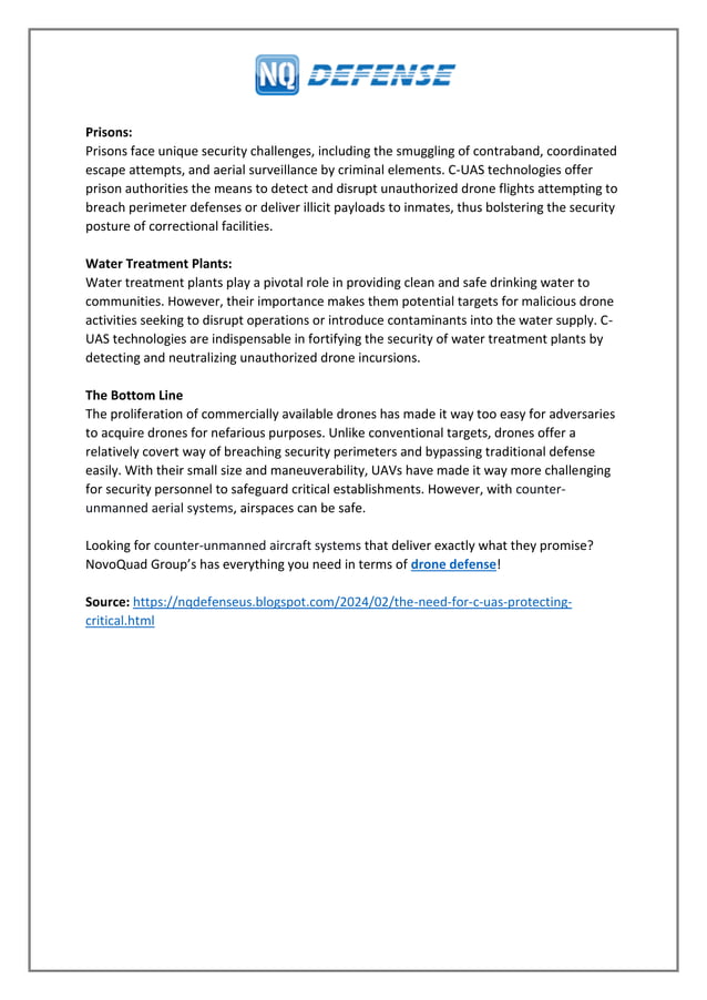 The Need For C Uas Protecting Critical Infrastructure From Drone Intrusions Pdf