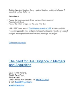 The need for Due Diligence in Mergers and Acquisition.pdf