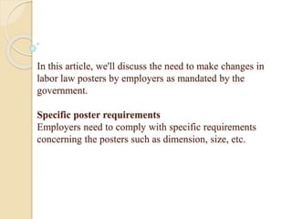 The Need to Make Changes in Labor Law Posters by Employers | PPT | Free ...