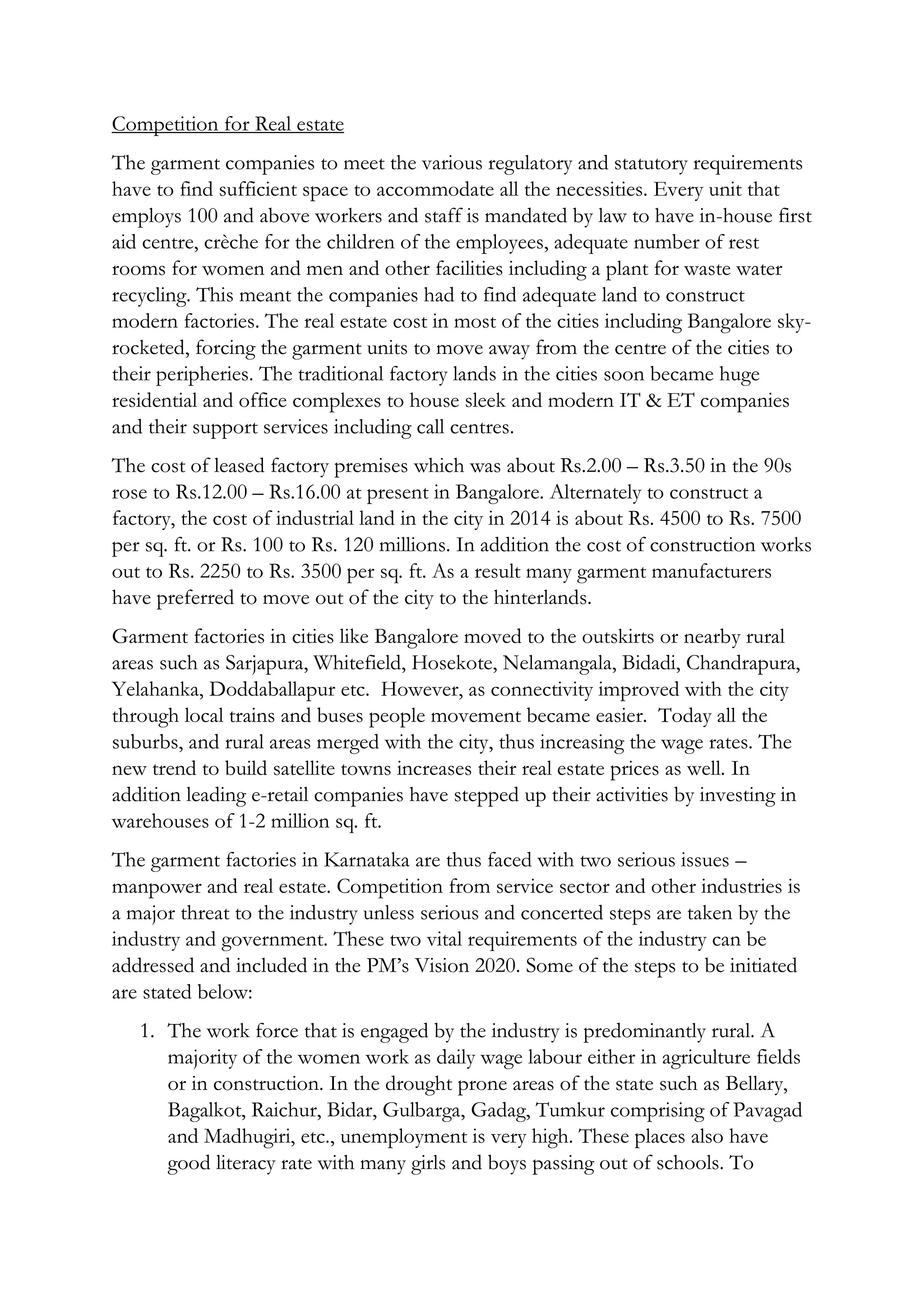 The need to relocate a perspective of garment industry in karnataka | PDF