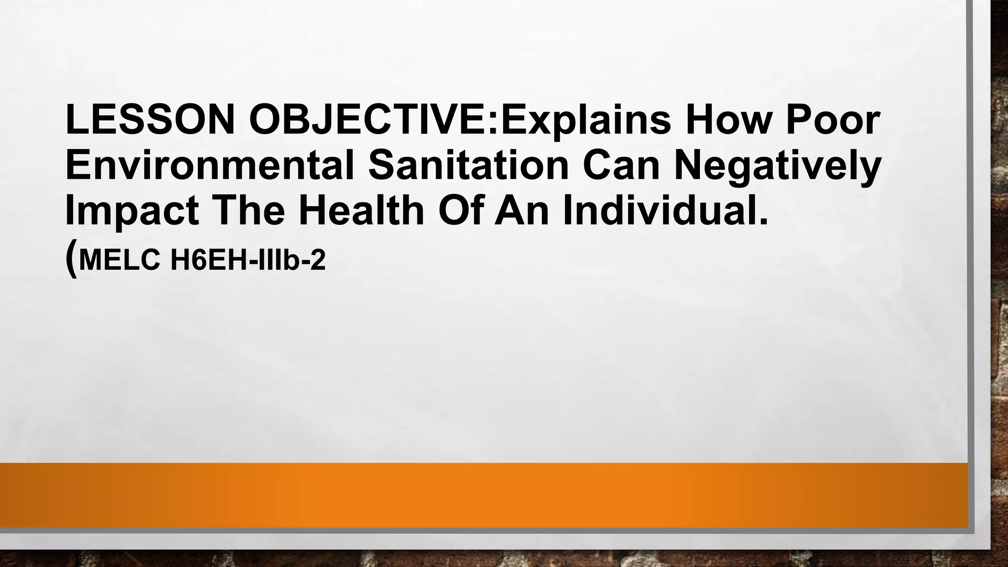 The Negative Impact of Poor Environmental Sanitation on the Health of ...